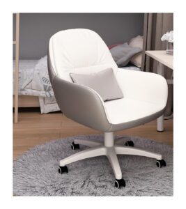 home office desk chairs, swivel chair cute leather computer office dressing table chair for women, ergonomic height adjustable swivel chair (color : gray and off-white)