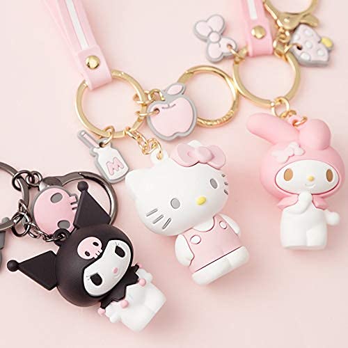 PaPiJoJo Cute Keychains for Women/Girls, Cinnamoroll Kawaii Anime Key Chain Accessories Wristlet Keychain for Backpack Handbag Car Keys