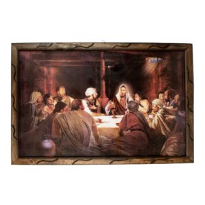 dvdmatinemovies - last supper ancient oil painting image, rustic frame 24" x 36", 13"x18", 10"x12" inches last supper ancient art, ultima cena cuadro rustico, wall hang, wall decor, general purposes (large - 24"x36" inches)