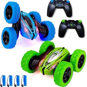 Lumiparty 2-Pack RC Stunt Car - High-Speed Rock Crawler Vehicle - 360 Rotating - 4WD Off-Road - Double-Sided Tumbling - Remote Control Car for Kids - 2.4GHz - 4 Rechargeable Batteries Included