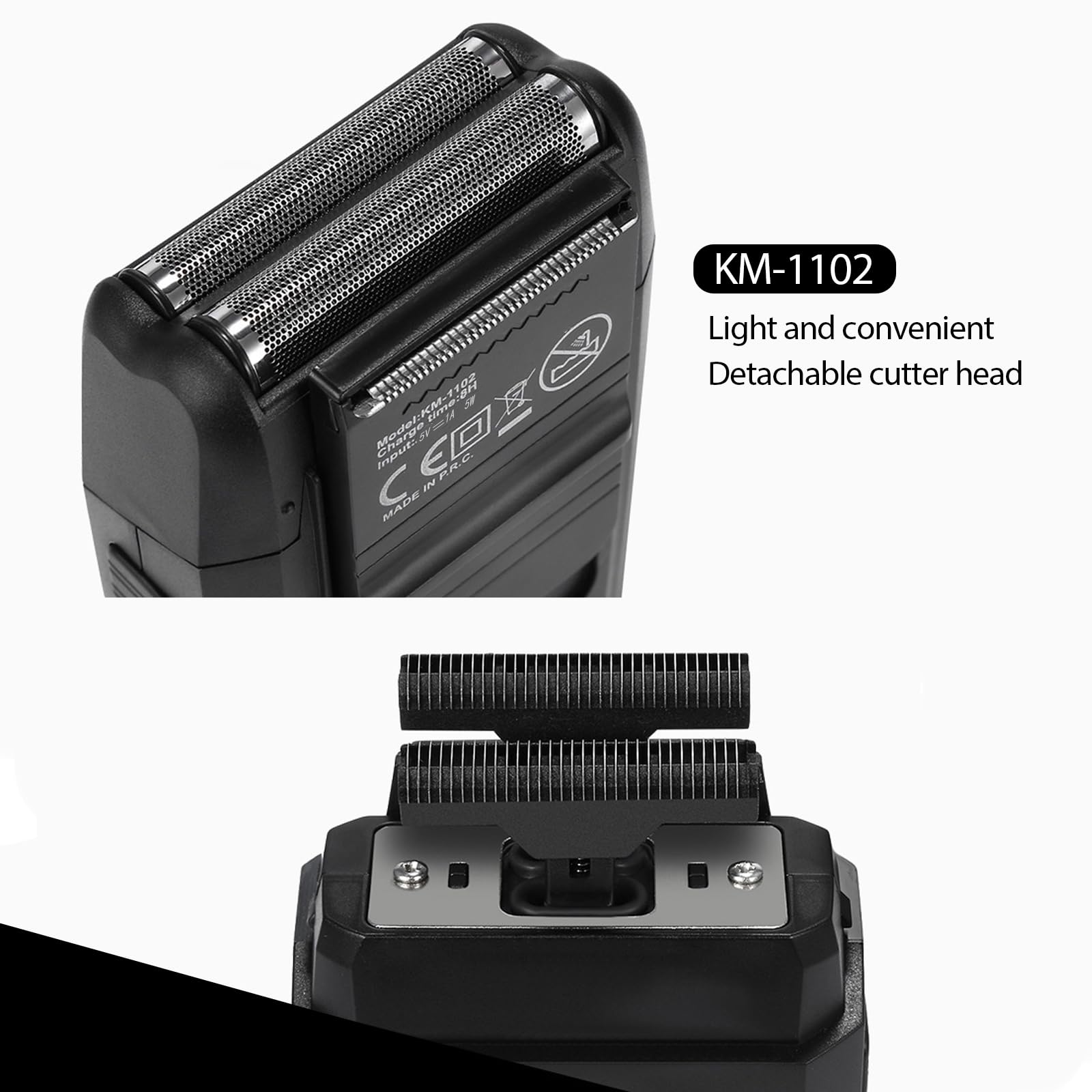 KEMEI Hair Clipper and Shaver Set Professional Cordless Hair Trimmer for Men, Electric Beard Trimmers Double foil shavers, Barber Clipper Hair Cuttings Kit, KM-2299, KM-1102