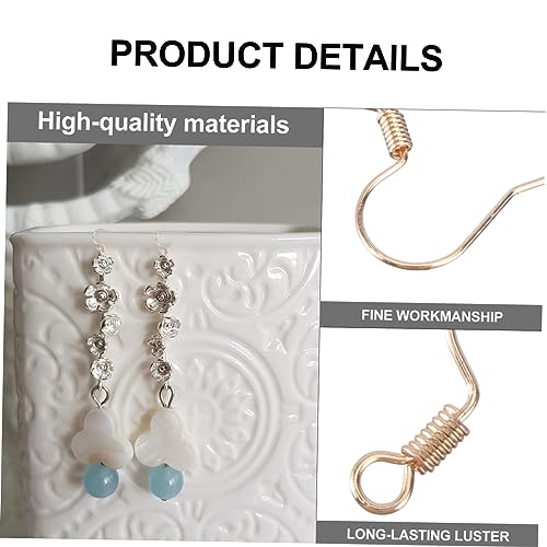 TEHAUX 150 Pcs Earring DIY Accessories Fish Hook Ear Wires Golden Earring Wire Hook Earring Hooks with Coil Jewelry Earring Findings Ear Studs Hooks Open Jump Rings Ear Silk Dribble Metal