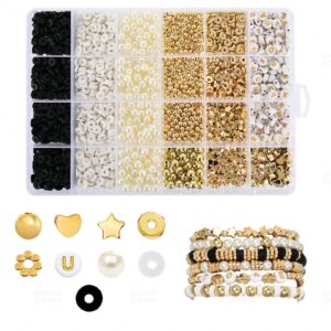 tekstar 2350pcs bracelet making kit,friendship bracelet kit,clay beads for bracelet making,gold letter beads for bracelets making kit,pearl beads for jewelry making for adult and kids