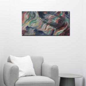 YONICA Abstract Canvas Wall Art for Home Office Decor - Gray Fantasy Oil Painting Art Modern Cool Wall Paintings Print On Canvas HD Giclee Artwork Ready to Hang 32'' L x 16'' W(80x40cm)