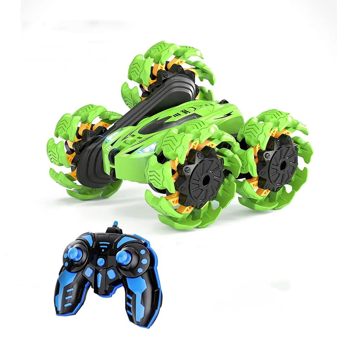 Remote Control Car Rc 4wd Toy Stunt Car 360 Rotate Double Side, High Speed 2.4GHZ Remote Controlled, Car for Ages 6+ (Green)