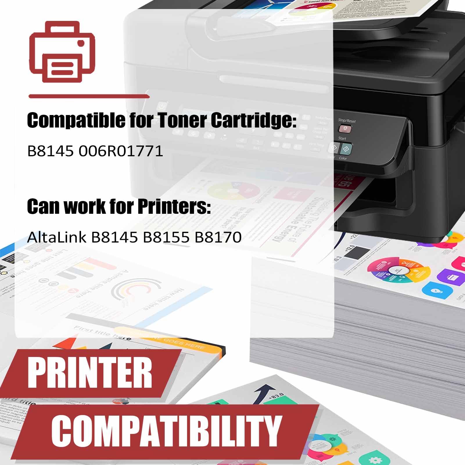 High Yield Replacement B8145 Toner Cartridges Compatible for Xerox B8145 006R01771 Toner Cartridge Work for Xerox AltaLink B8145 B8155 B8170 Printers