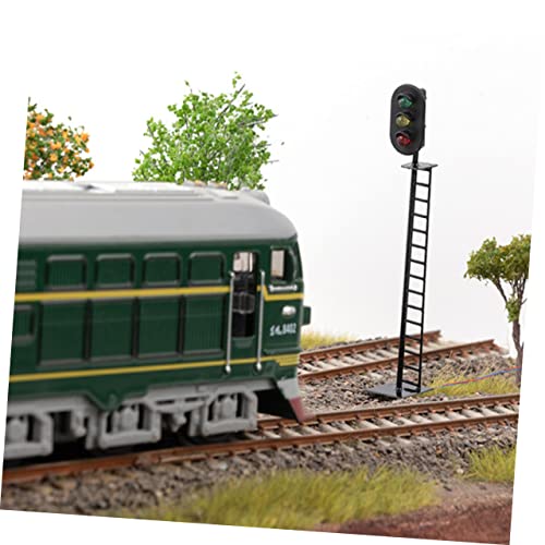 COHEALI 2pcs Model Train Lights Traffic Light Signal Trains Child Educational Toy Model Trains Sand Table Traffic lamp Scale Railroad Crossing Sign red Light Doll House abs