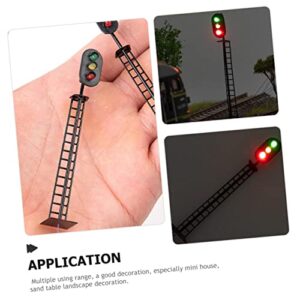 COHEALI 2pcs Model Train Lights Traffic Light Signal Trains Child Educational Toy Model Trains Sand Table Traffic lamp Scale Railroad Crossing Sign red Light Doll House abs