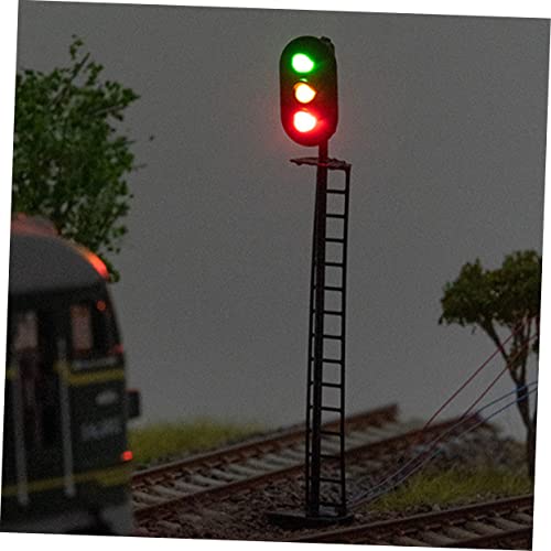 COHEALI 2pcs Model Train Lights Traffic Light Signal Trains Child Educational Toy Model Trains Sand Table Traffic lamp Scale Railroad Crossing Sign red Light Doll House abs