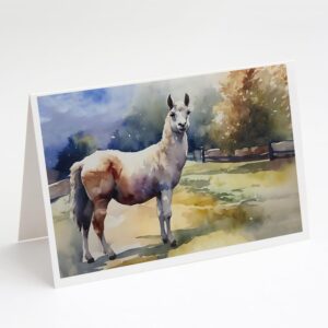 caroline's treasures dac2959gca7p llama greeting cards pack of 8 blank cards with envelopes whimsical a7 size 5x7 blank note cards