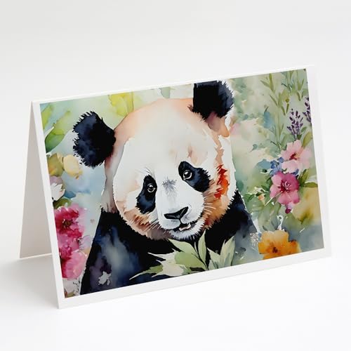 Caroline's Treasures DAC2969GCA7P Panda Greeting Cards Pack of 8 Blank Cards with Envelopes Whimsical A7 Size 5x7 Blank Note Cards