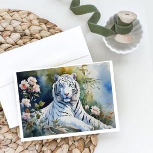 Caroline's Treasures DAC3001GCA7P White Tiger Greeting Cards Pack of 8 Blank Cards with Envelopes Whimsical A7 Size 5x7 Blank Note Cards