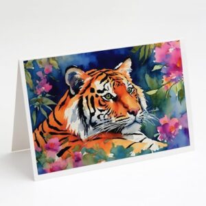 caroline's treasures dac2880gca7p bengal tiger greeting cards pack of 8 blank cards with envelopes whimsical a7 size 5x7 blank note cards