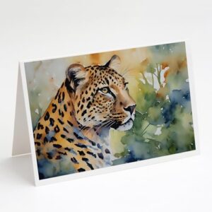 caroline's treasures dac2944gca7p leopard greeting cards pack of 8 blank cards with envelopes whimsical a7 size 5x7 blank note cards