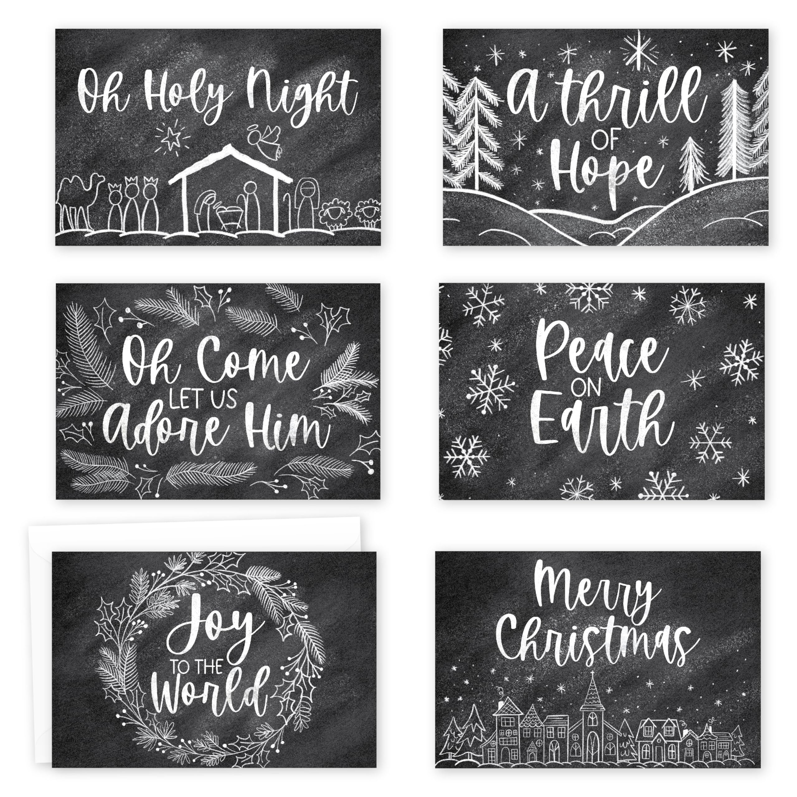 24 Black & White Religious Christmas Cards Boxed With Envelopes, 25 Holiday Party Invitations, Christmas Invite, 50 Holiday Greeting Cards, Blank Winter Postcard Set, Merry Christmas Cards