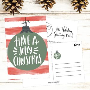 Hadley Designs 24 Winter Wonderland Christmas Holiday Cards Bulk With Envelopes, 50 Holiday Greeting Cards, Cute Fancy Blank Winter Christmas Postcard Set, Winter Cards, Seasons Greetings Note