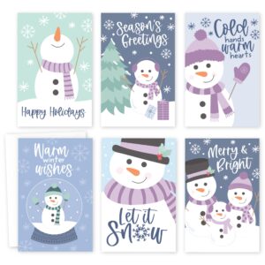 Hadley Designs 24 Winter Wonderland Christmas Holiday Cards Bulk With Envelopes, 50 Holiday Greeting Cards, Cute Fancy Blank Winter Christmas Postcard Set, Winter Cards, Seasons Greetings Note