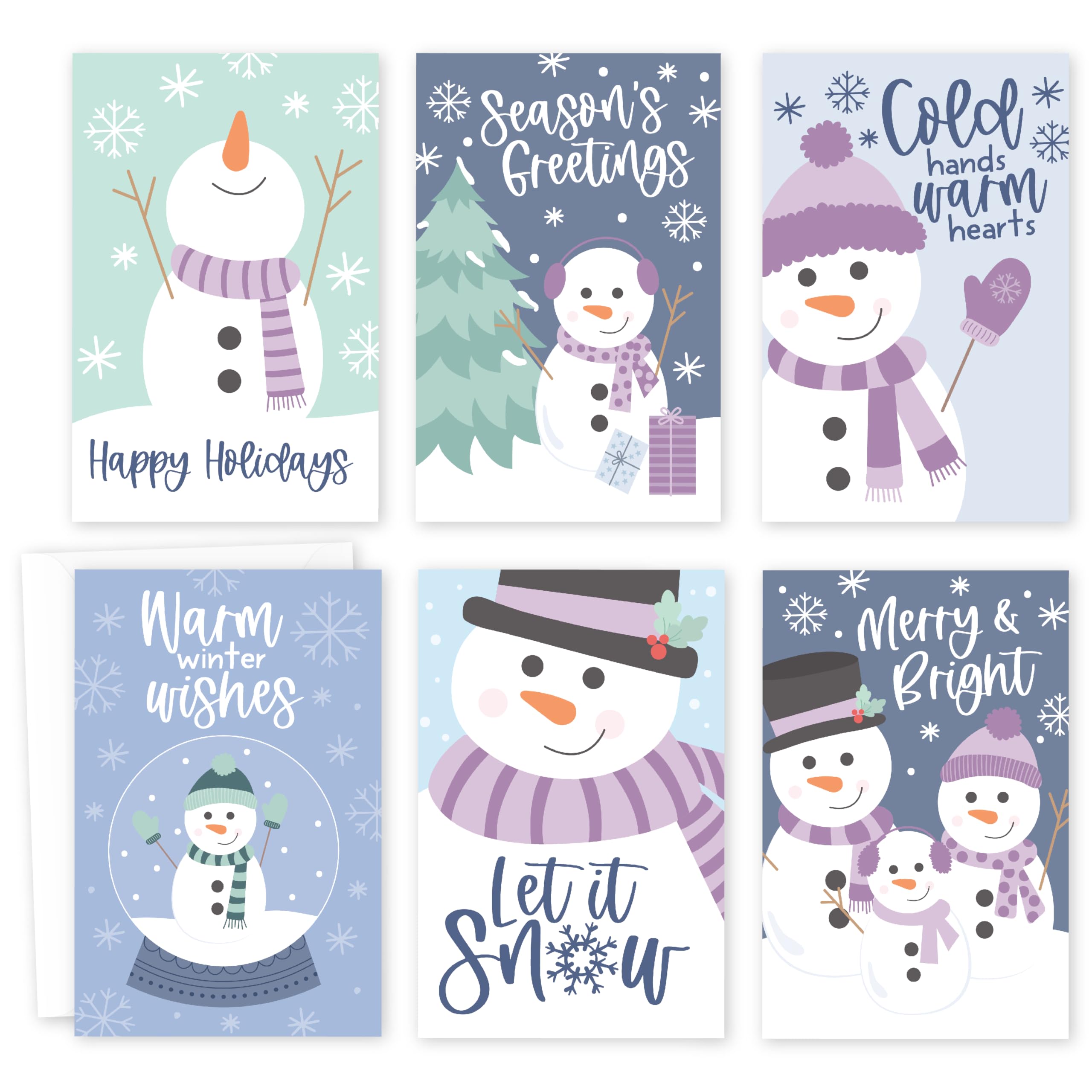 Hadley Designs 24 Winter Wonderland Christmas Holiday Cards Bulk With Envelopes, 50 Holiday Greeting Cards, Cute Fancy Blank Winter Christmas Postcard Set, Winter Cards, Seasons Greetings Note