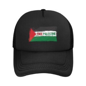 palestine flag i stand with free palestine hat adult adjustable mesh baseball cap sun protection trucker hats black