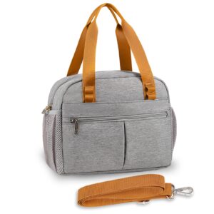 hshpx lunch bag women insulated adult lunch box large reusable lunch tote with webbing loop cute portable lunch cooler with adjustable shoulder strap for work office picnic (gray)