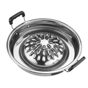 rsbfer korean bbq grill pan, aluminum stovetop round barbecue grill plate, basket steamer cookware kitchen cooking tools,35cm