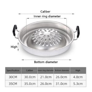 RSBFER Korean BBQ Grill Pan, Aluminum Stovetop Round Barbecue Grill Plate, Basket Steamer Cookware Kitchen Cooking Tools,35cm