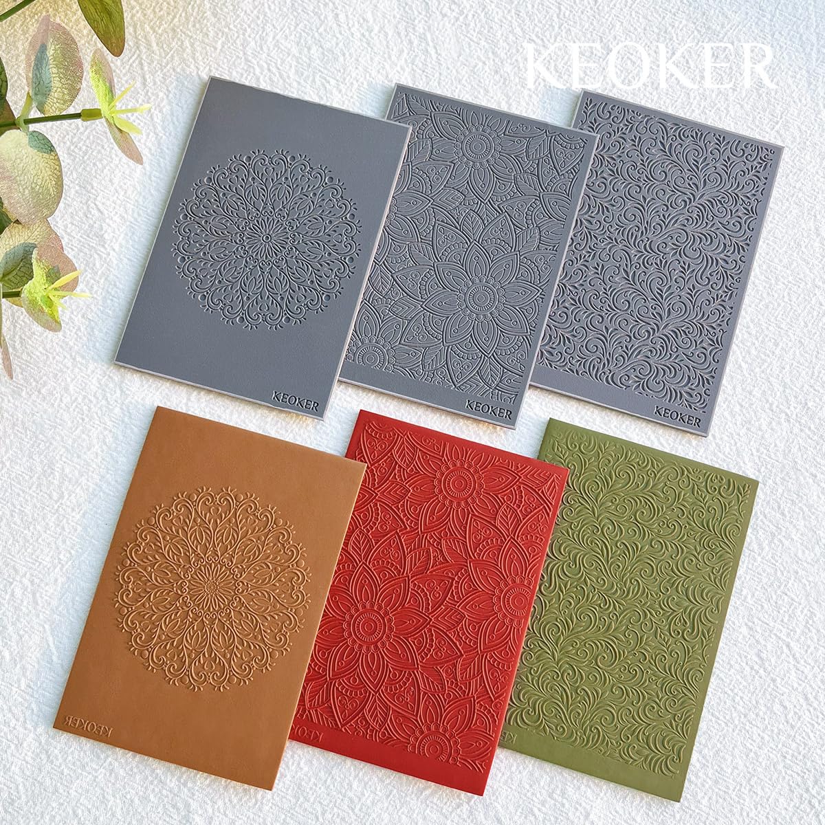 KEOKER Polymer Clay Texture Sheets Set, Works with Boho Polymer Clay Cutter, The Same Effect as Polymer Clay Texture Roller, Boho Texture Sheets for Polymer Clay (1-3)