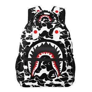 oamay backpack shark black white camo backpacks 3d print travel laptop daypack bookbag fashion durable for men and women