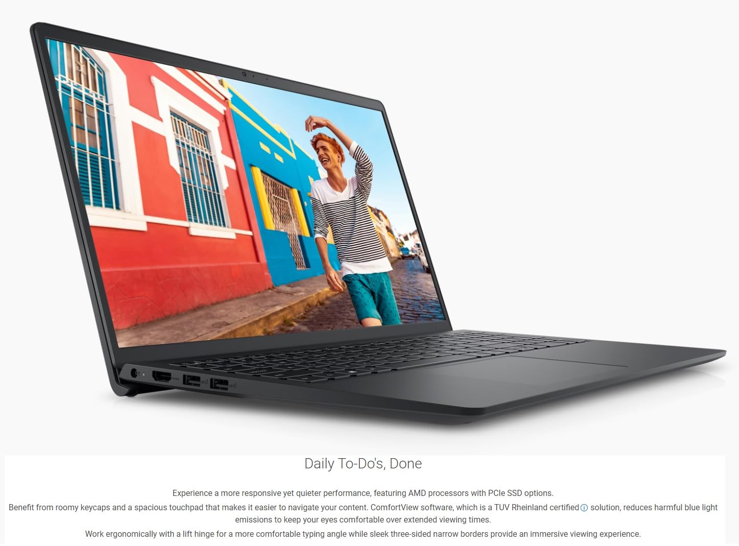 DELL Newest Inspiron 15 Business Laptop, 15.6" Full HD LED, AMD Ryzen 5 5500U,16G RAM,1TB SSD.,Webcam, WiFi, Win 11 Pro, SD Card Reader, Long Battery Life, Carbon Black