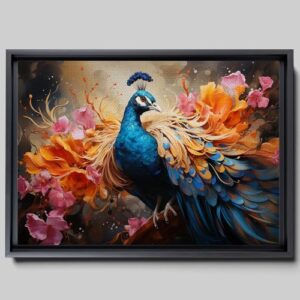 abstract colorful peacock texture canvas prints, original animal portrait prints palette knife modern minimalist bedroom wall art decor, decor canvas, home decor