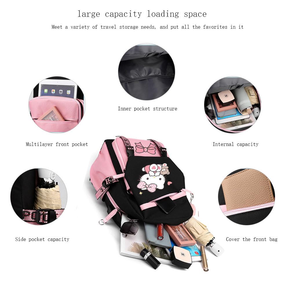 RUILIHIAO Casual Laptop Backpack USB Port University Student School Bag Boys Girls Bookbag Travel School Bag