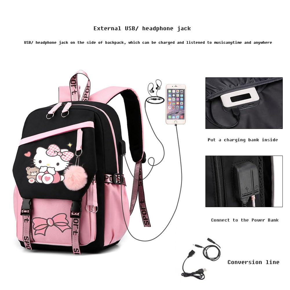 RUILIHIAO Casual Laptop Backpack USB Port University Student School Bag Boys Girls Bookbag Travel School Bag