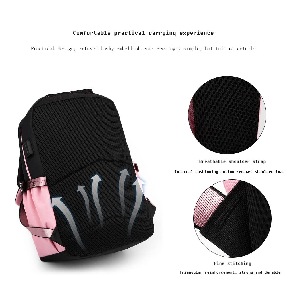 RUILIHIAO Casual Laptop Backpack USB Port University Student School Bag Boys Girls Bookbag Travel School Bag