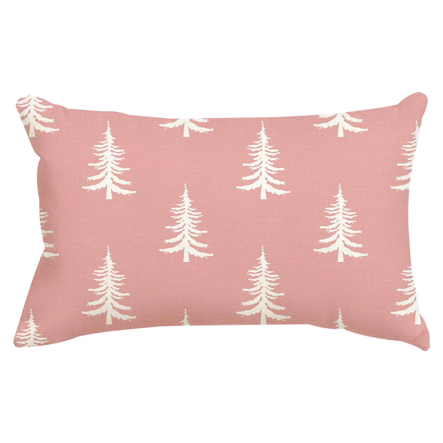 ADFLOOD Christmas Pillow Covers 12X20 Christmas Trees Decorative Throw Pillows Decoration Holiday Party Pink Cushion Case for Home Couch Sofa