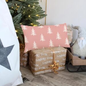 ADFLOOD Christmas Pillow Covers 12X20 Christmas Trees Decorative Throw Pillows Decoration Holiday Party Pink Cushion Case for Home Couch Sofa