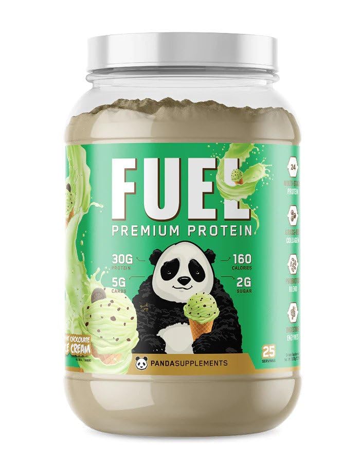 Underground Bio Labs Panda Fuel Premium Protein Non-GMO Whey,Hydrolyzed Collagen,Casein,Probiotics,Enzymes, Keto Friendly,Time Release, 25 Servings (Mint Chocolate Ice Cream)