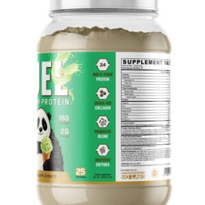 Underground Bio Labs Panda Fuel Premium Protein Non-GMO Whey,Hydrolyzed Collagen,Casein,Probiotics,Enzymes, Keto Friendly,Time Release, 25 Servings (Mint Chocolate Ice Cream)