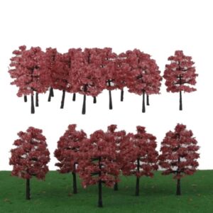 mangousong miniature trees,20pcs model trees train railroad park scenery plastic flower trees ho n z scale building model sand table model