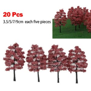 MANGOUSONG Miniature Trees,20Pcs Model Trees Train Railroad Park Scenery Plastic Flower Trees HO N Z Scale Building Model Sand Table Model