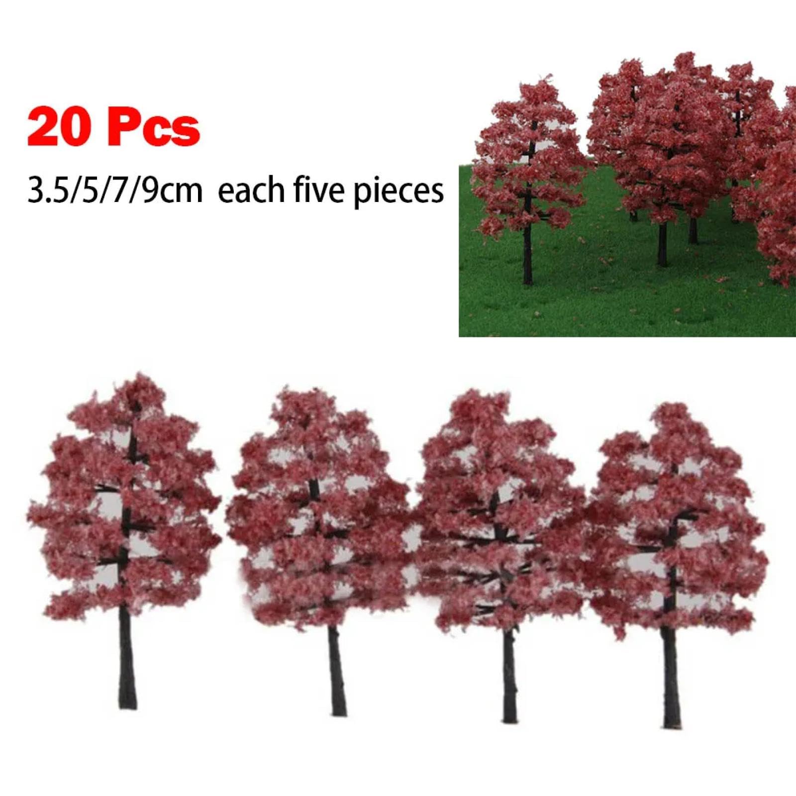 MANGOUSONG Miniature Trees,20Pcs Model Trees Train Railroad Park Scenery Plastic Flower Trees HO N Z Scale Building Model Sand Table Model