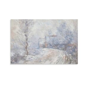 l’entrée de giverny sous la neige claude monet wall art abstract canvas painting artwork for walls art print poster living room decoration modern aesthetic picture 16x24inch(40x60cm)