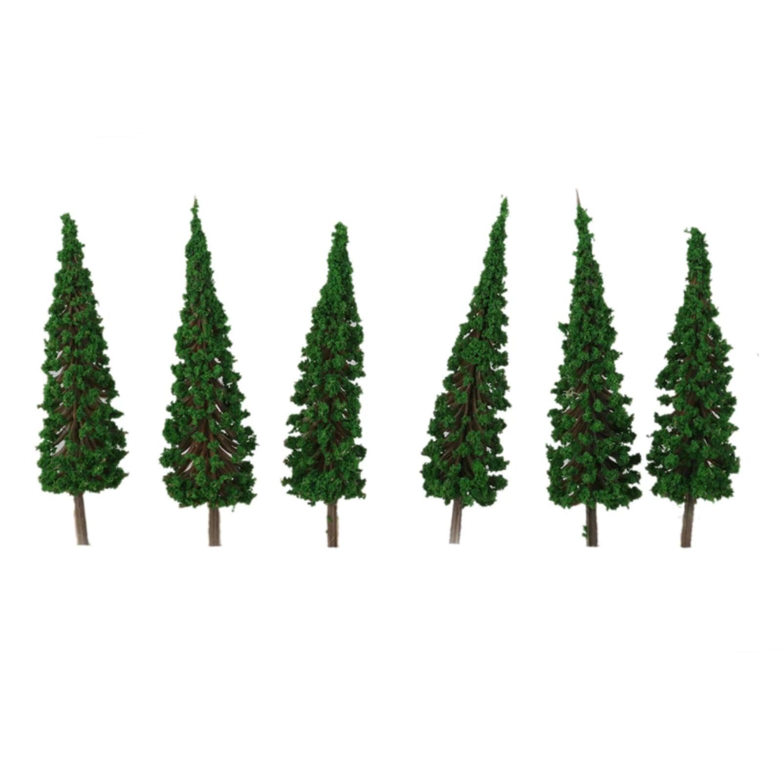 MANGOUSONG Miniature Trees,50Pcs Green Pagoda Trees Model Train Railway Park Street Scenery HO 1:100 Scale