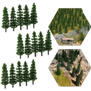 mangousong miniature trees,50pcs model train trees n scale 1:160 railway modeling plastic green trees