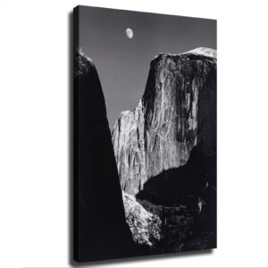 yuplan moon over half dome canvas poster holiday gift hd picture modern aesthetics mural wall art decoration (unframed,08×12inch)