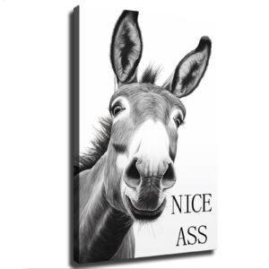 nice ass - funny donkey animal canvas poster holiday gift hd picture modern aesthetics mural wall art decoration (framed,08×12inch)