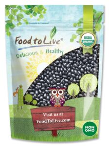 food to live organic black beans, 2 pounds – non-gmo, whole dried beans, sproutable, vegan, kosher, bulk. great source of plant based protein, fiber. great for soup, salads, chili.