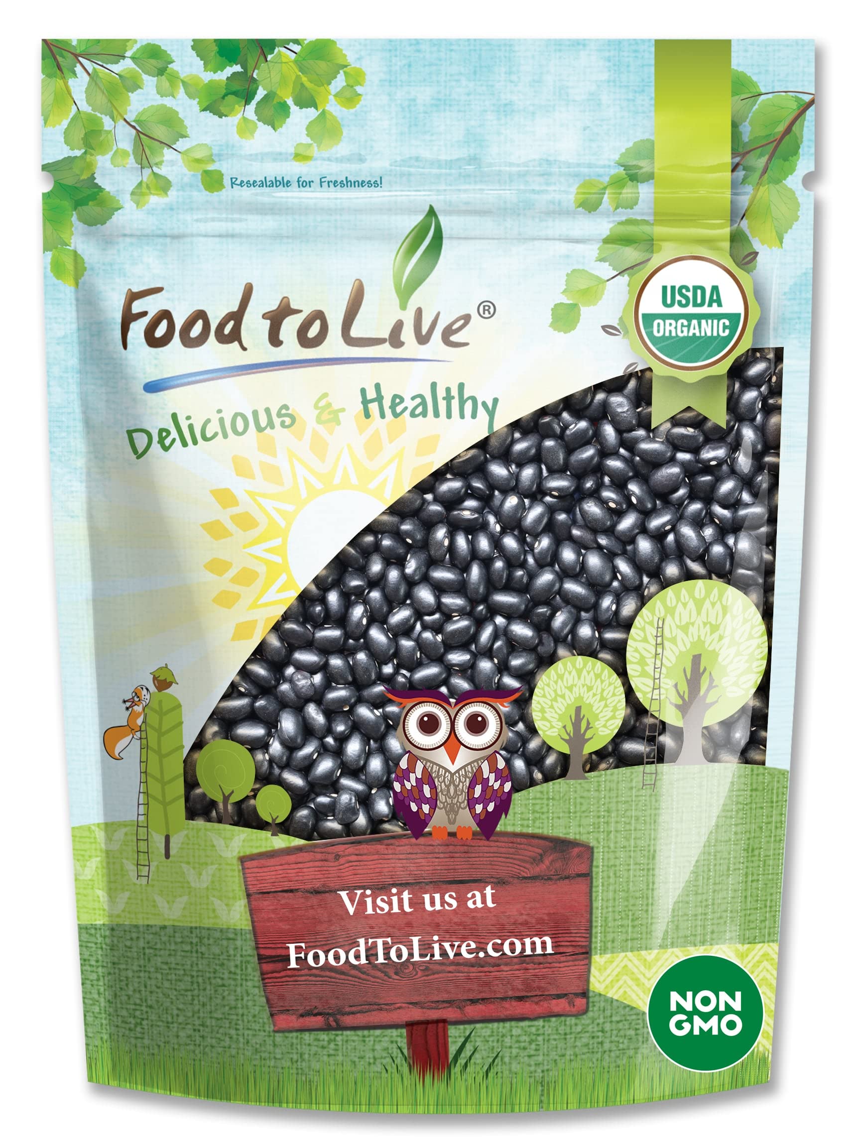 Food to Live Organic Black Beans, 2 Pounds – Non-GMO, Whole Dried Beans, Sproutable, Vegan, Kosher, Bulk. Great Source of Plant Based Protein, Fiber. Great for Soup, Salads, Chili.