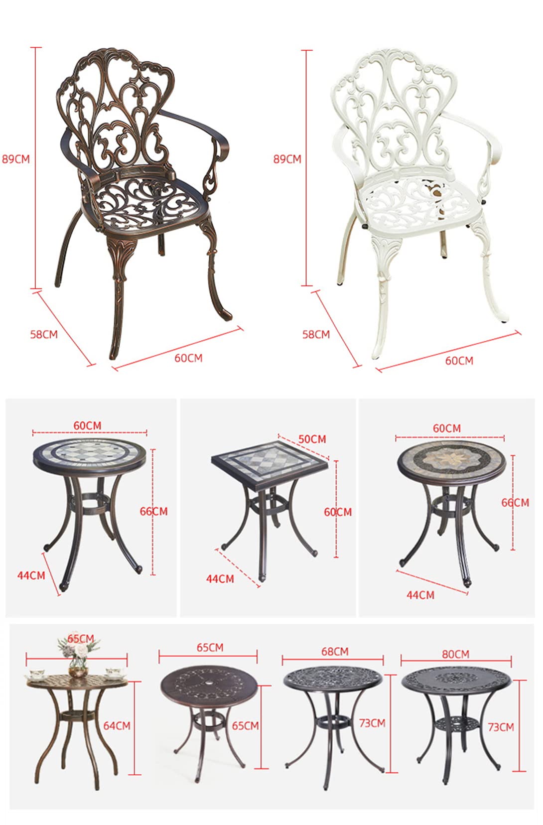 EESHHA Garden Bench Garden Furniture Sets Table and Chairs Garden 5 Piece Cast Aluminum Outdoor Bistro Set Patio Furniture Set of 5