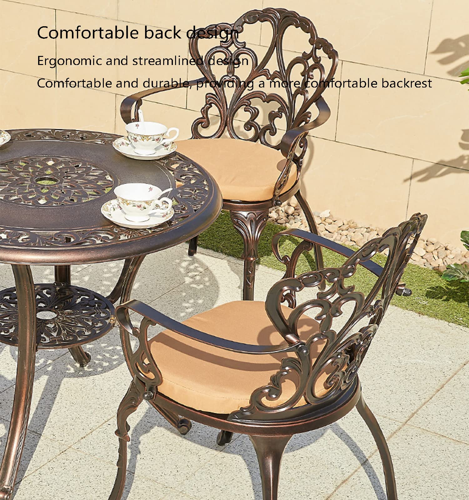 EESHHA Garden Bench Garden Furniture Sets Table and Chairs Garden 5 Piece Cast Aluminum Outdoor Bistro Set Patio Furniture Set of 5