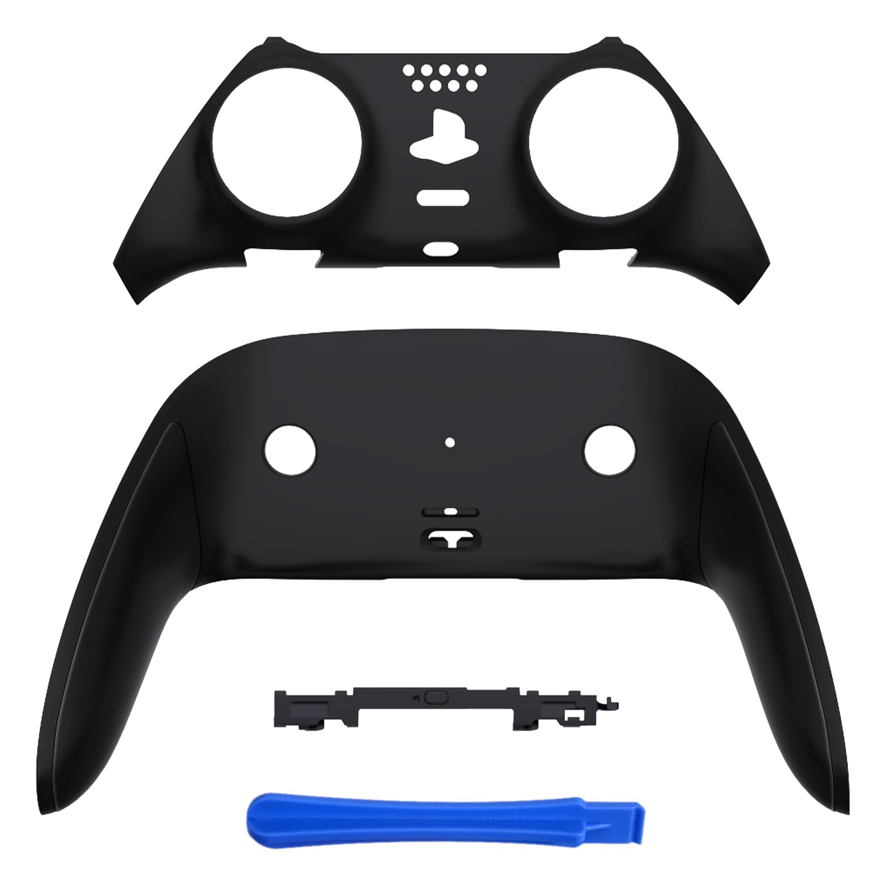 eXtremeRate Top Bottom Decorative Trim Shell Compatible with ps5 Edge Controller DIY Replacement Front Back Clip Shell, Custom Black Plates Cover Compatible with ps5 Edge Controller